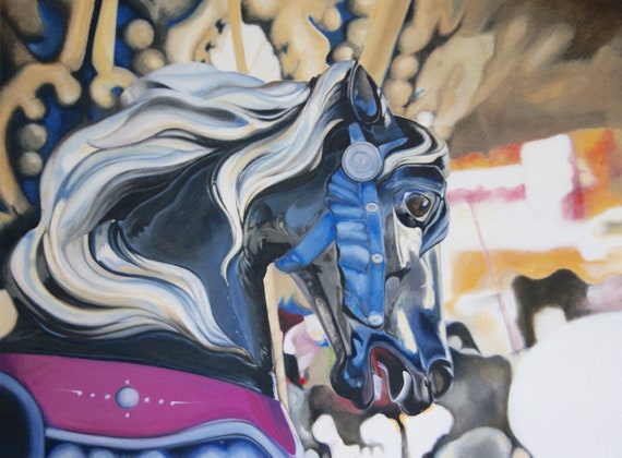 Fairground Carousel Horse Picture Original Painting Acrylic on - Etsy UK
