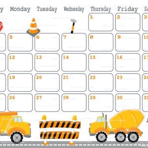 August Calendar Printable 2024 August Planner Kids Planner Construction ...