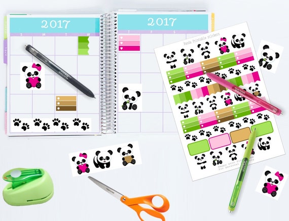 Items similar to Planner stickers Printable - Panda theme stickers ...