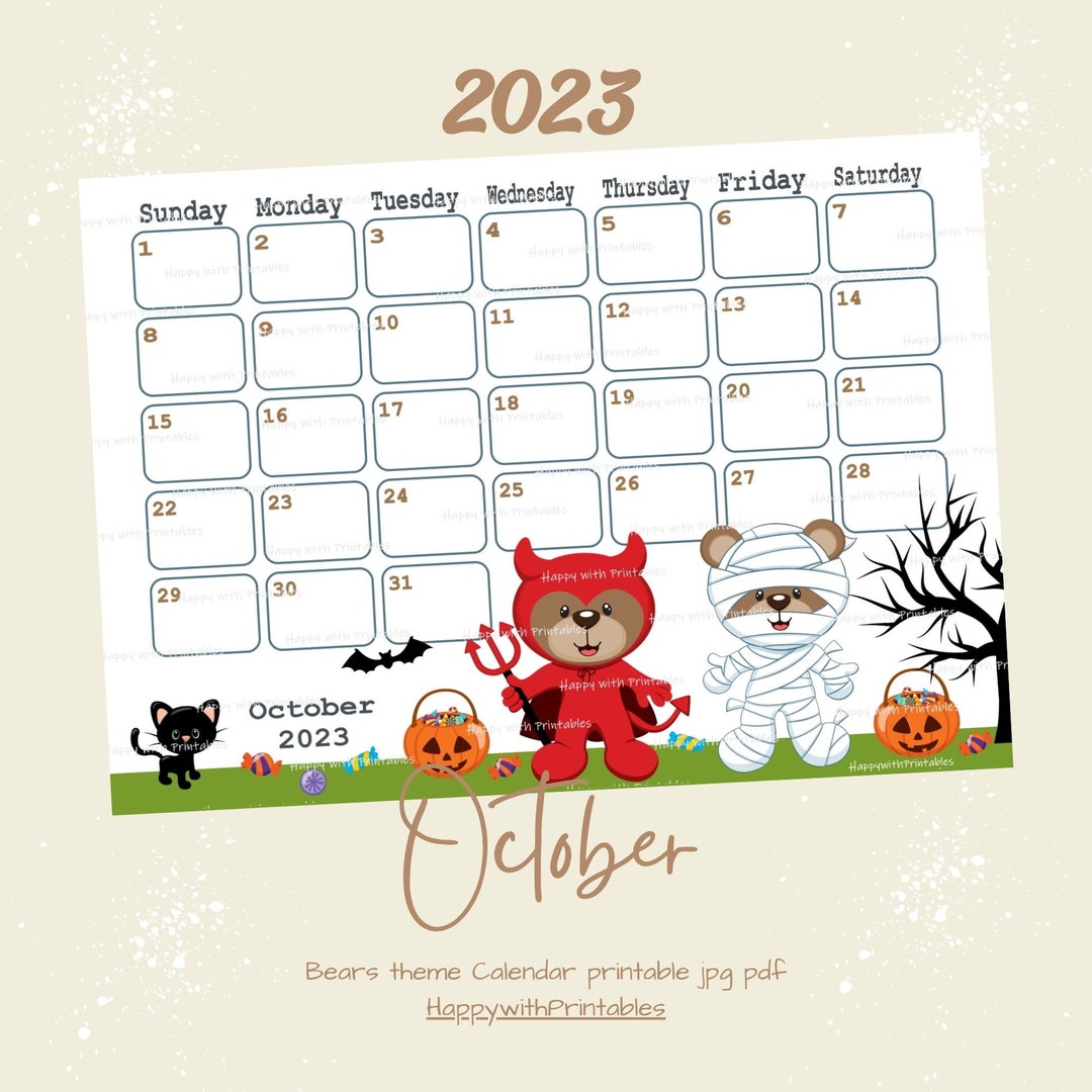 October 2023 Calendar printable 2023 Halloween Planner - Etsy Portugal