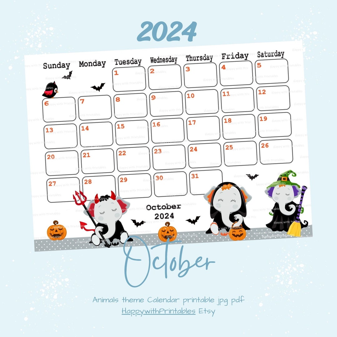 October Calendar Printable 2024 Halloween Planner Calendar October ...