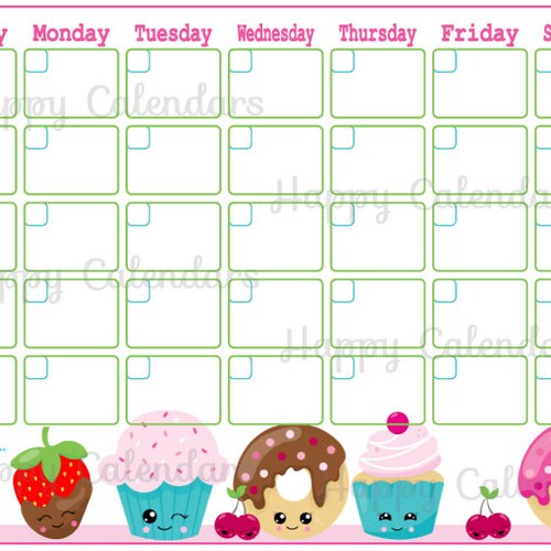 Undated Monthly Calendar Printable Planner Blank Sunday - Etsy