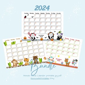 2024 Calendar Printables 2024 Monthly Planners Cute Planner ANIMALS ...