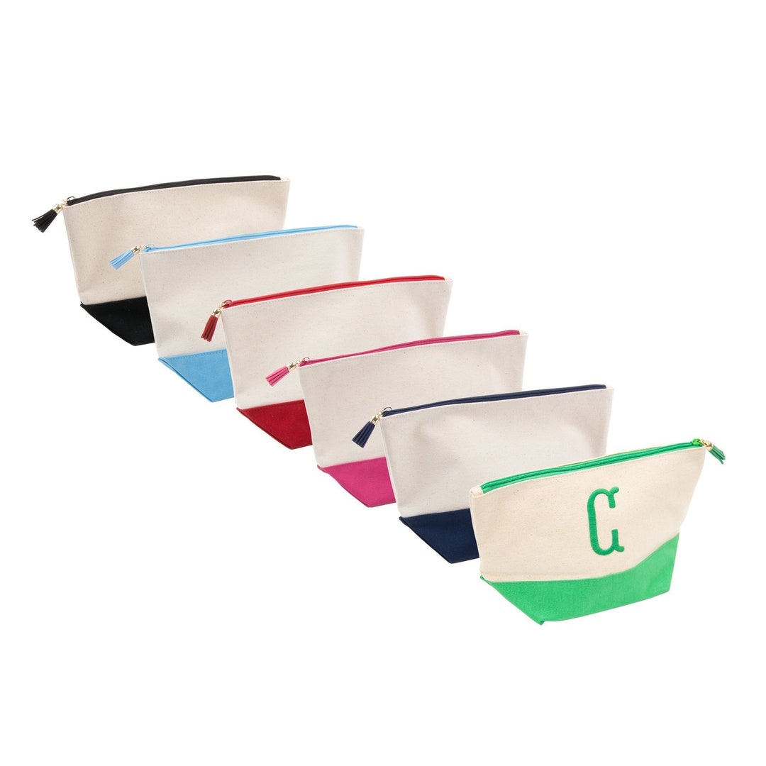 Monogrammable Canvas Cosmetic Pouch, Personalized Crossbody Bag ...