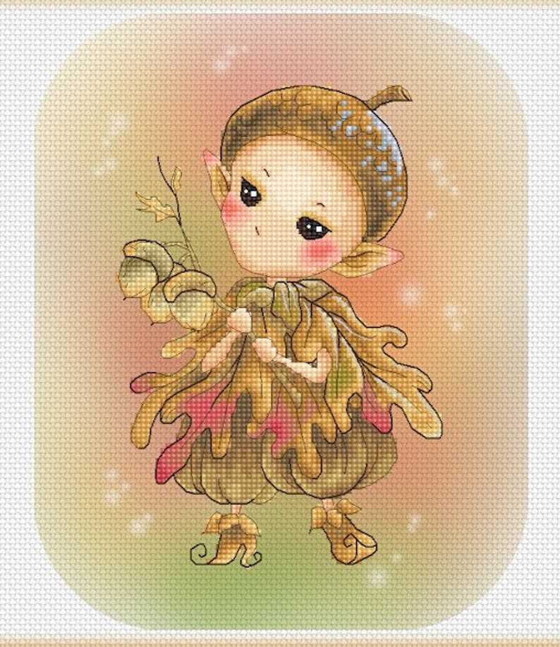 Acorn Sprite Mitzi Sato-wiuff - Cross Stitch Chart Pattern - Etsy