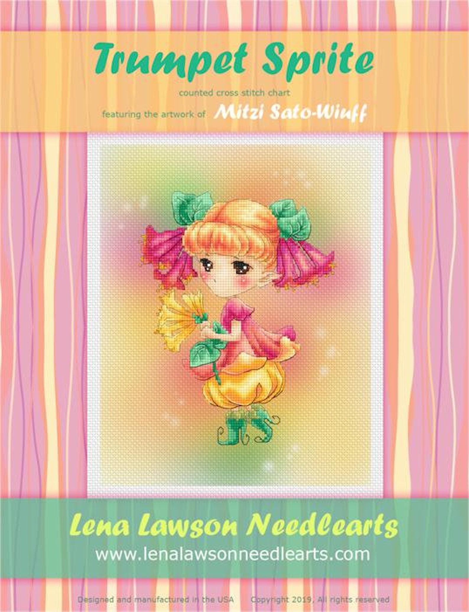 Trumpet Sprite Mitzi Sato-Wiuff Cross stitch Chart Pattern | Etsy