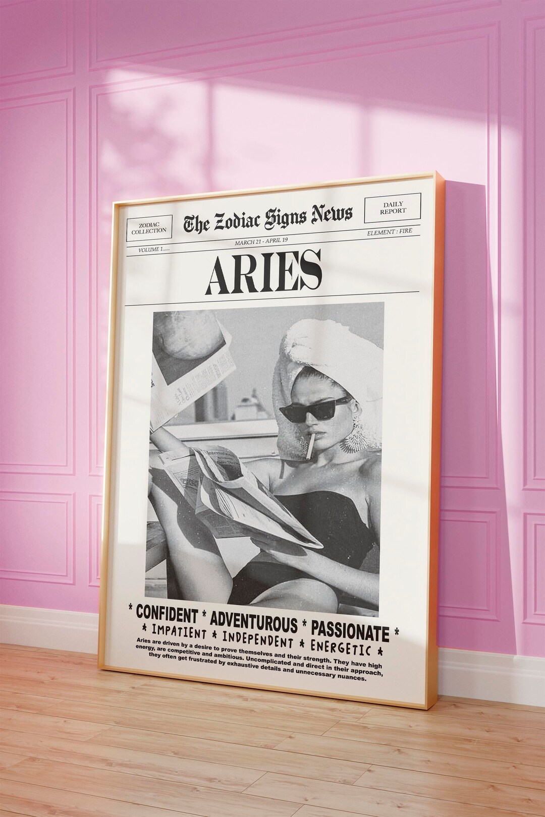 Aries Wall Decor Aries Printable Aries Gift for Her Trendy Newspaper ...