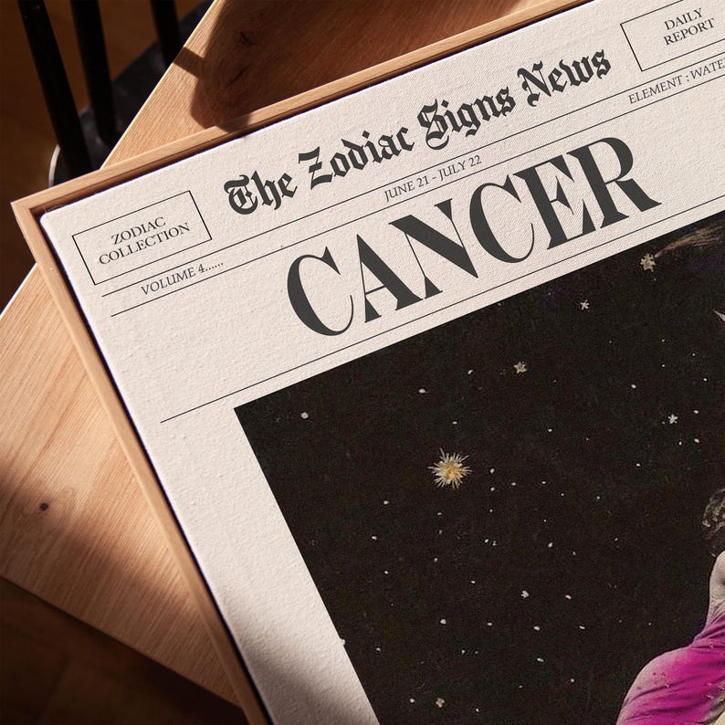 Cancer Wall Art, Cancer Star Sign Print, Zodiac Sign Wall Art, Digital ...