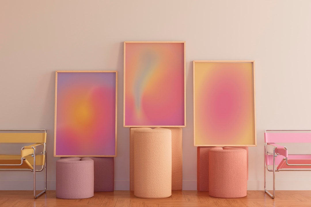 Trendy Gradient Wall Art Retro Gradient Print Aura Wall Art Print Home ...