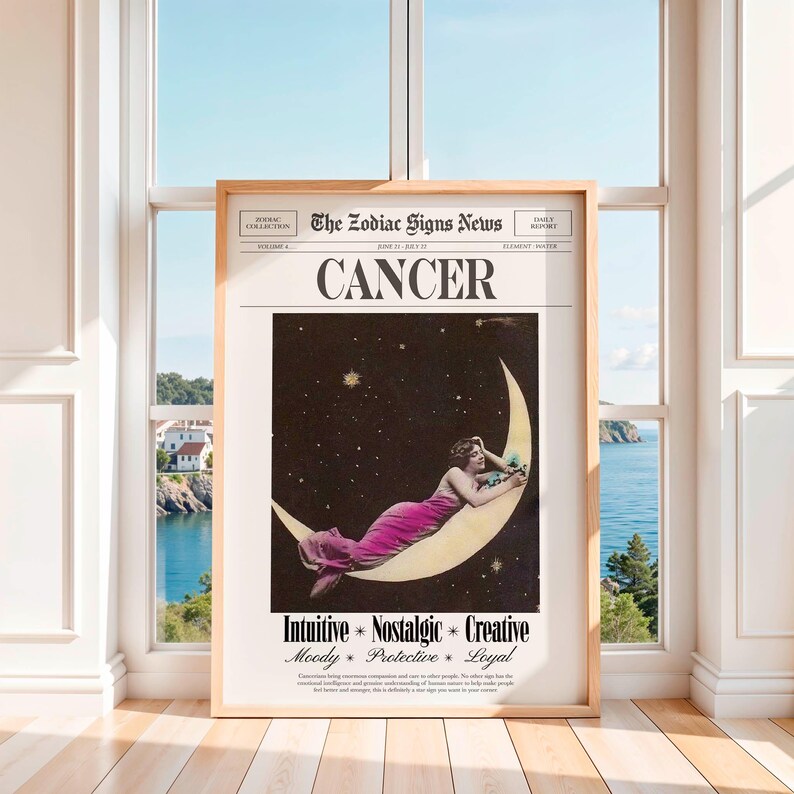 Cancer Wall Art, Cancer Star Sign Print, Zodiac Sign Wall Art, Digital ...