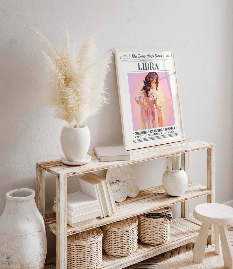 Libra Wall Decor Libra Print Trendy Newspaper Print Astrology Wall Art ...