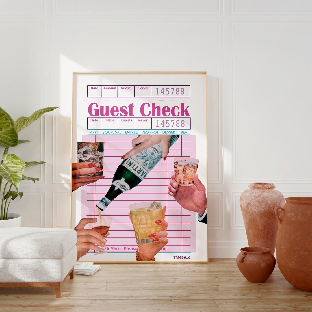 Cheers Print Guest Check Print Cocktail Print Bar Cart - Etsy