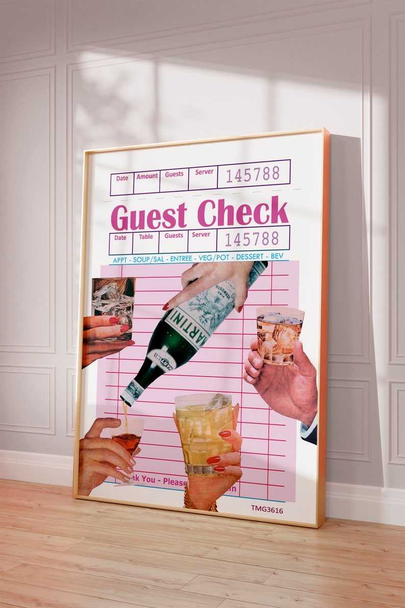 Cheers Print Guest Check Print Cocktail Print Bar Cart - Etsy