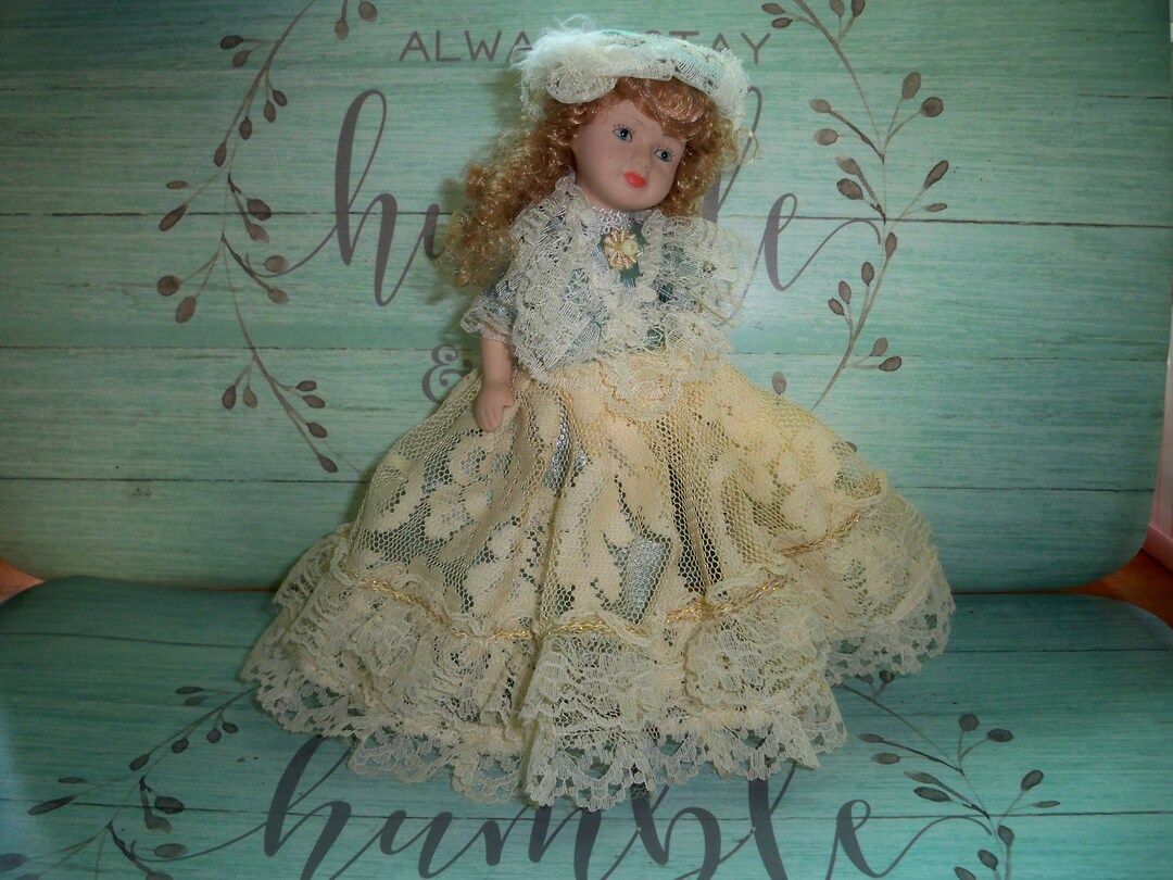 8 Inch Porcelain Doll in Mint and Lace - Etsy