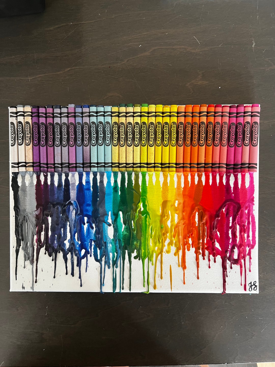 MELTED CRAYON Rainbow Rain Melted Crayon Art customizable Canvas Unique ...
