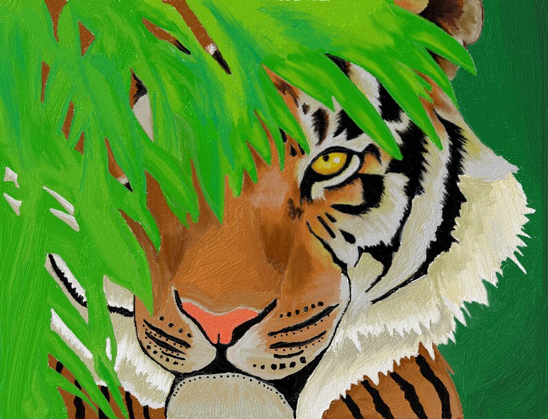 Tiger in the Jungle Oil Painting PRINT Card Decoration - Etsy