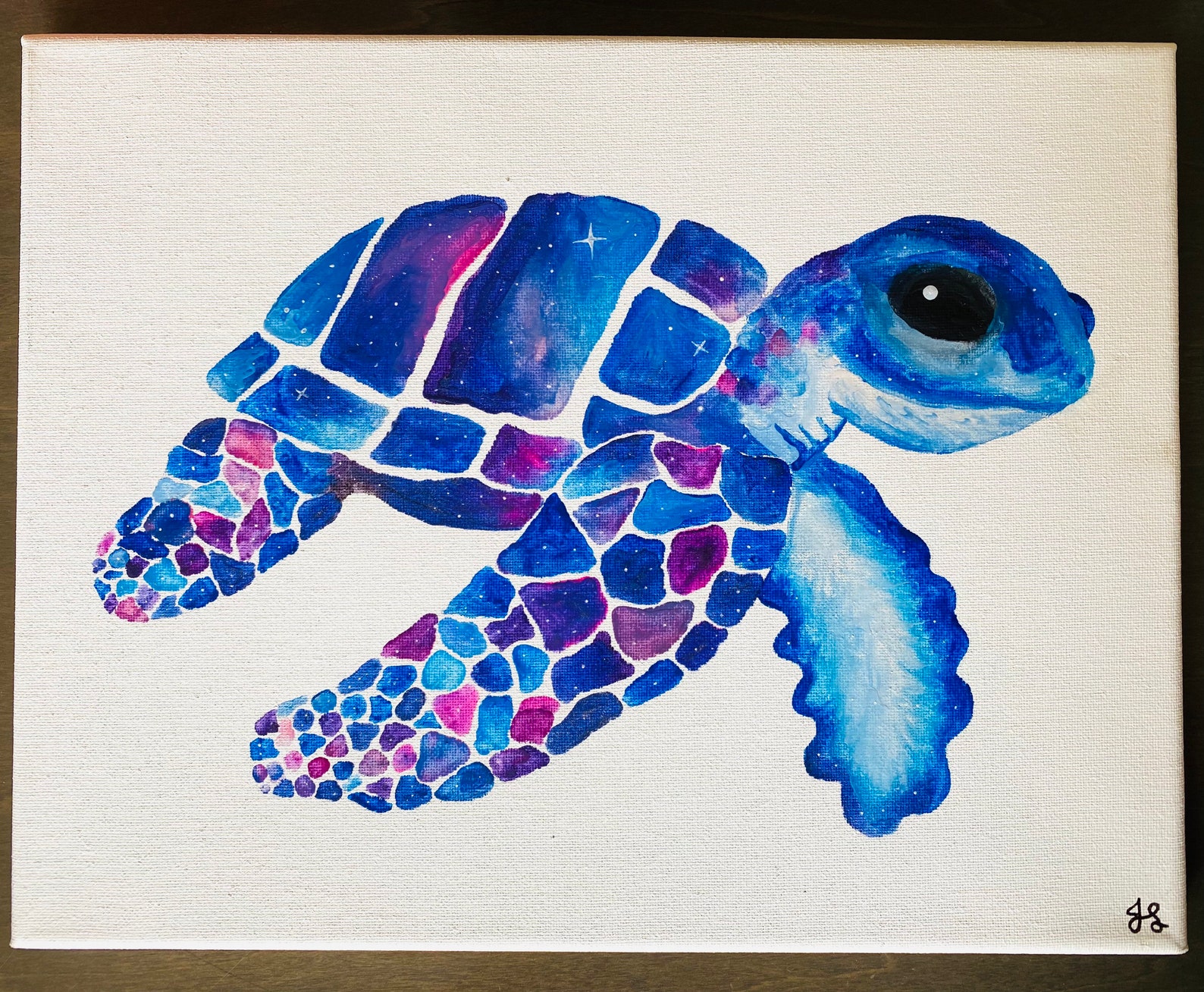 Galaxy Space Sea Turtle Melted Crayon Art 11X14 Inch Canvas Non Profit ...