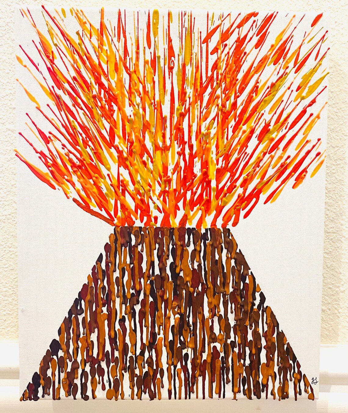 Volcano Melted Crayon Art 11X14 Inch Canvas Non Profit Support Unique ...