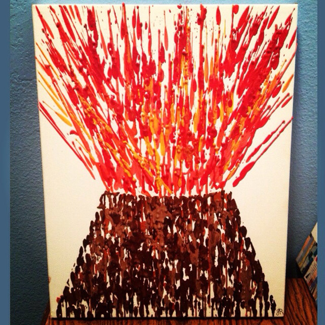 Volcano Melted Crayon Art 11X14 Inch Canvas Non Profit Support Unique ...