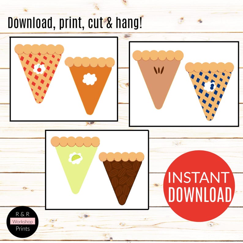 Pie Night Printable Garland| Thanksgiving Pie| Thanksgiving ...