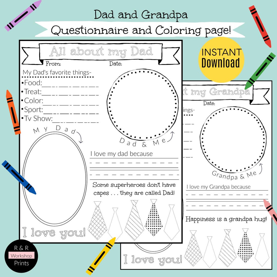 Father’s Day Questionnaire Printable Gift for Dad| Fill in the Blank ...