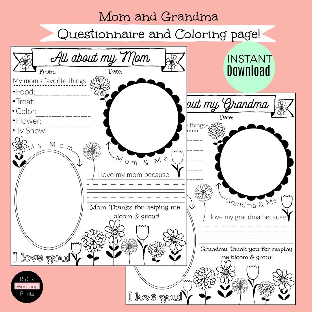 Mother’s Day Questionnaire for Mom Grandma| Fill in the Blank| All ...
