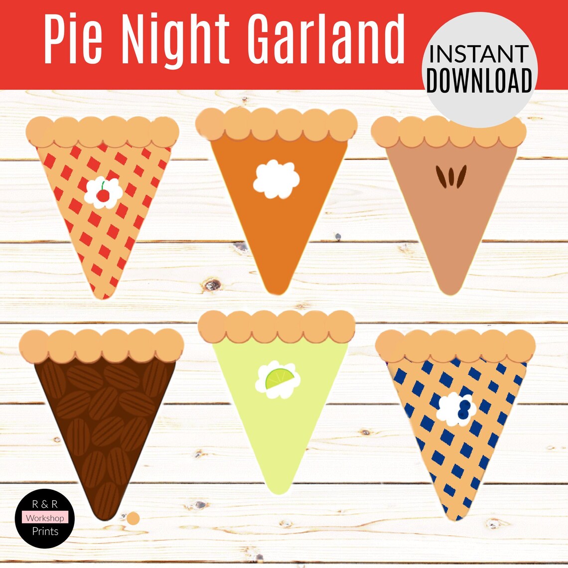 Pie Night Printable Garland| Thanksgiving Pie| Thanksgiving ...