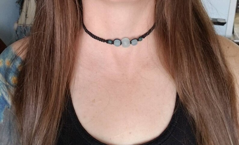 Recycled Sea Glass Choker Hemp Choker Genuine Handmade Sea - Etsy
