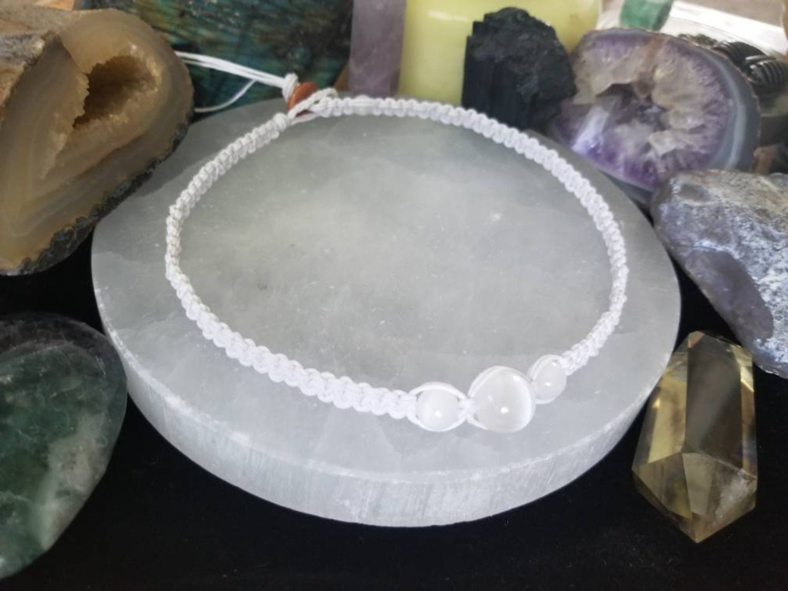 Selenite Macrame Choker Macrame Gemstone Necklace Satin Spar - Etsy