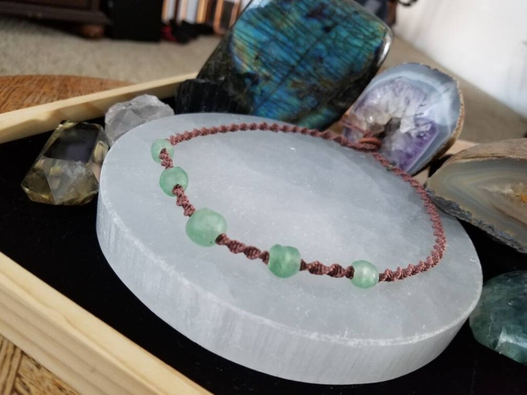 Green Recycled Sea Glass Choker Brown Macrame Sea Glass - Etsy