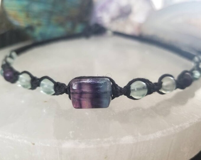 Colorful Fluorite Macrame Choker Necklace, Black Choker, Handmade ...