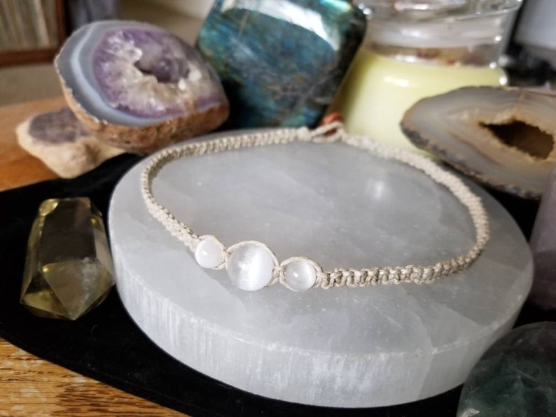 Selenite Macrame Choker Macrame Gemstone Necklace Satin Spar - Etsy