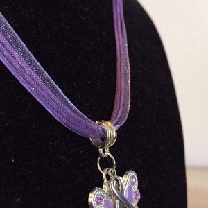 Purple Butterfly Awareness Ribbon Necklace, Lupus, Crohns, Colitis ...