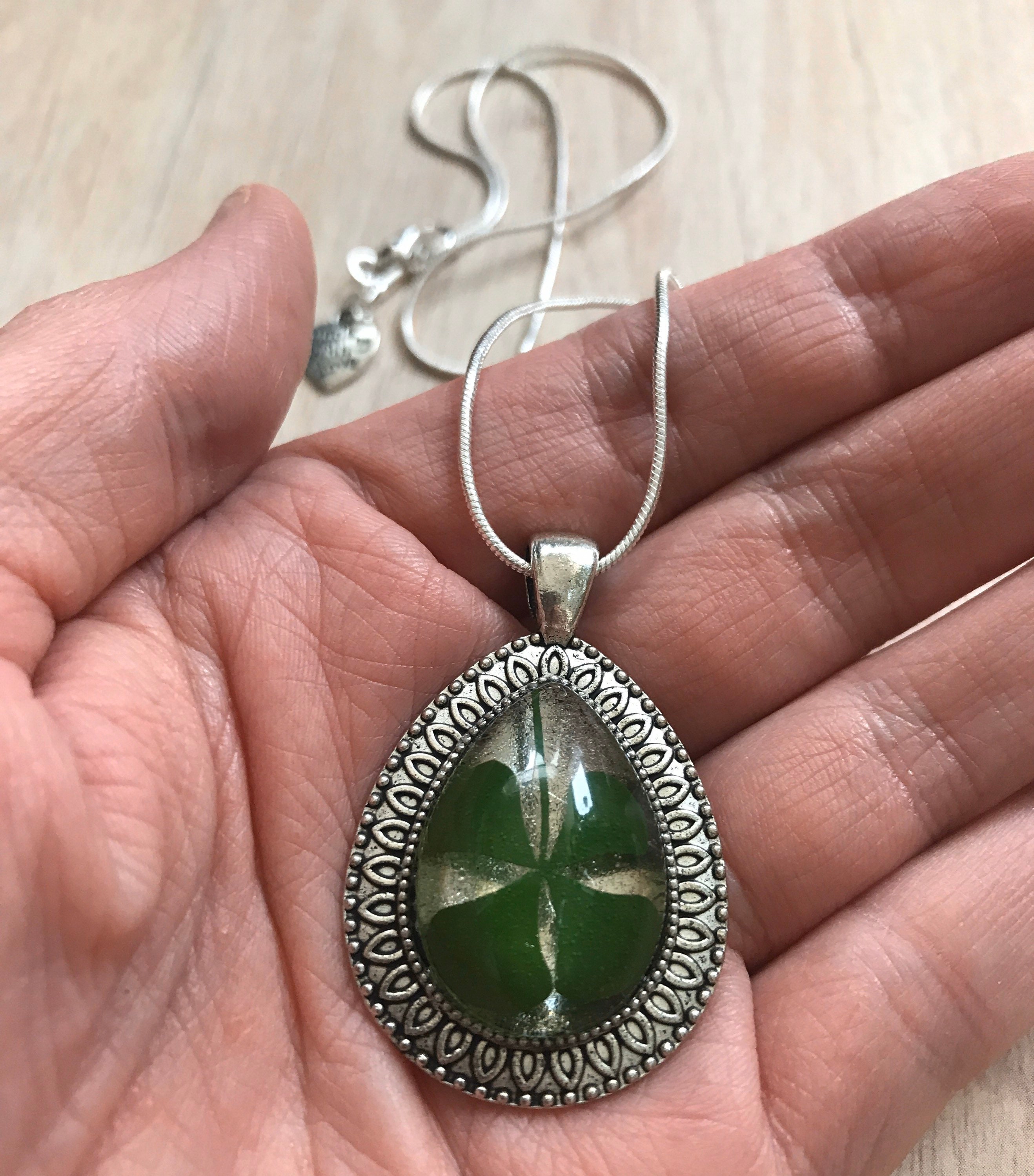 Four-Leaf Clover Necklace Unique Unusual Silver Lucky Necklace | Etsy
