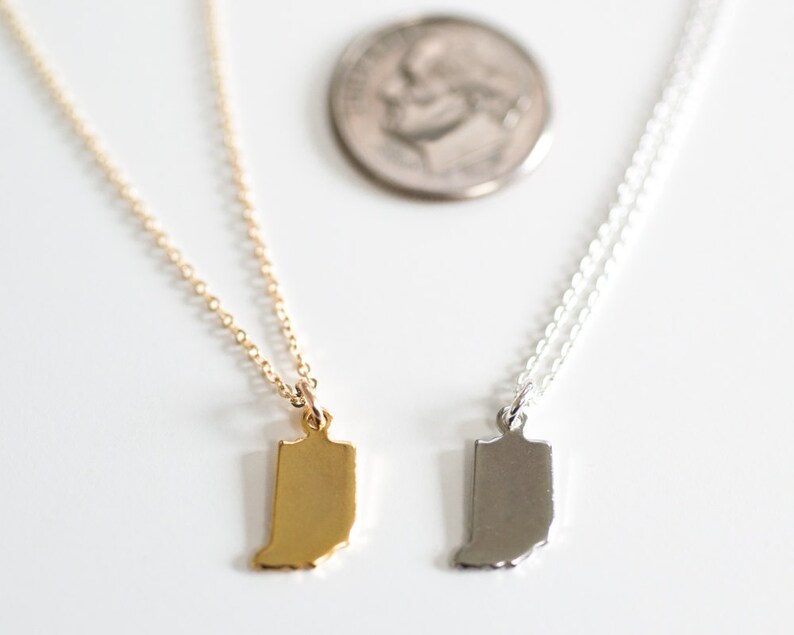 Indiana Tiny State Charm Necklace Midwest Charm 18k Gold - Etsy