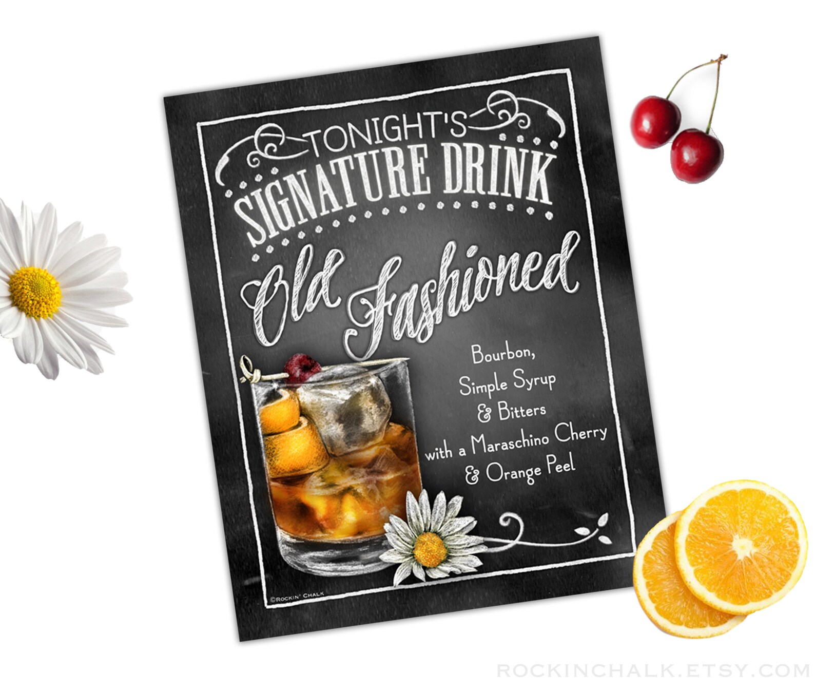 Old Fashioned Signature Drink Sign DIY Rustic Wedding Bar | Etsy