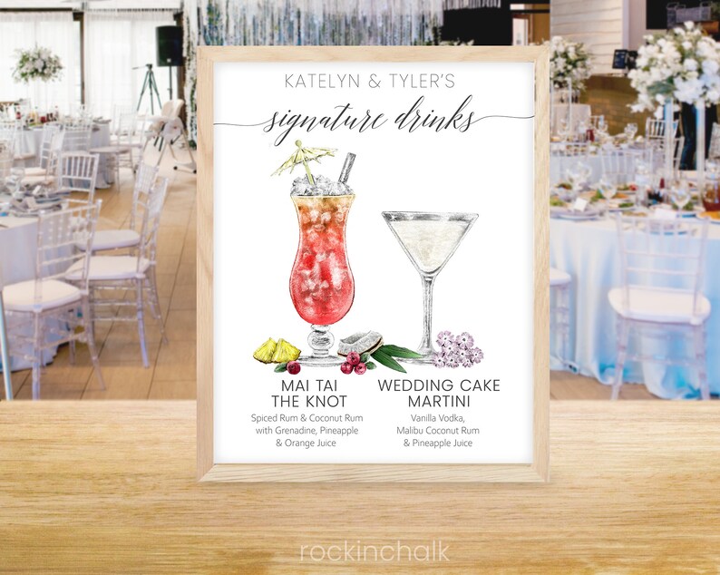 Custom Signature Drink Sign Printable File With Any Two - Etsy