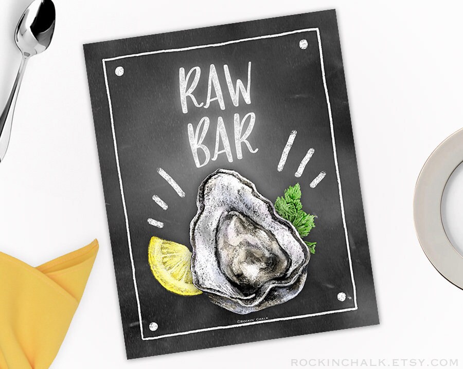 Raw Bar Seafood Printable Sign Chalkboard Style Print for | Etsy