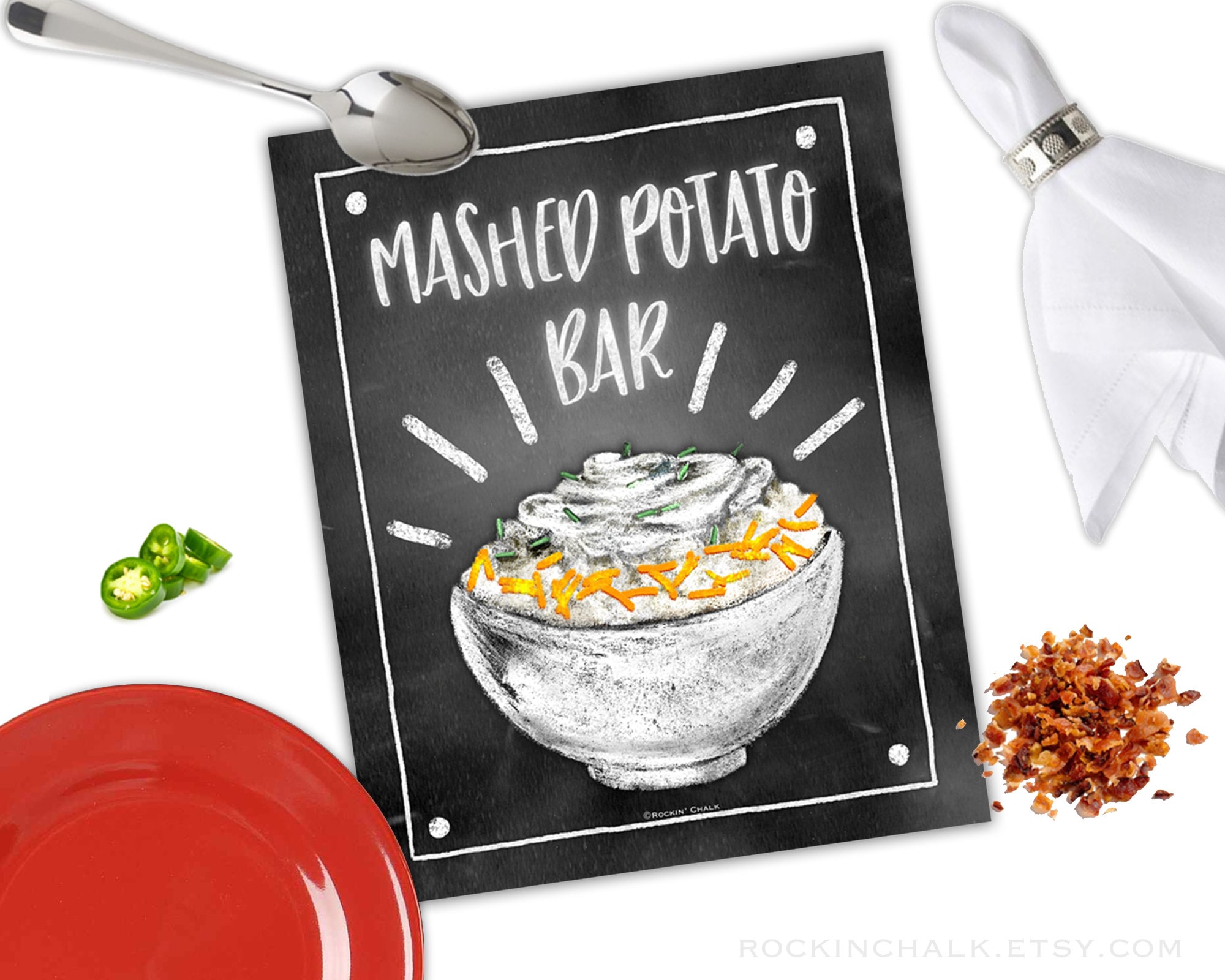 Mashed Potato Bar Food Station Printable Sign Chalkboard | Etsy