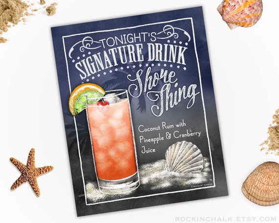 Printable Signature Drink Sign Shore Thing Cocktail Summer | Etsy Canada