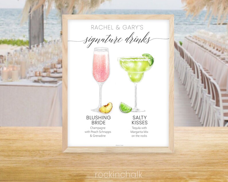 Custom Signature Drink Sign Printable File With Any Two - Etsy