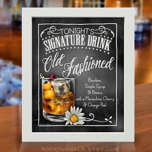 Old Fashioned Signature Drink Sign DIY Rustic Wedding Bar | Etsy