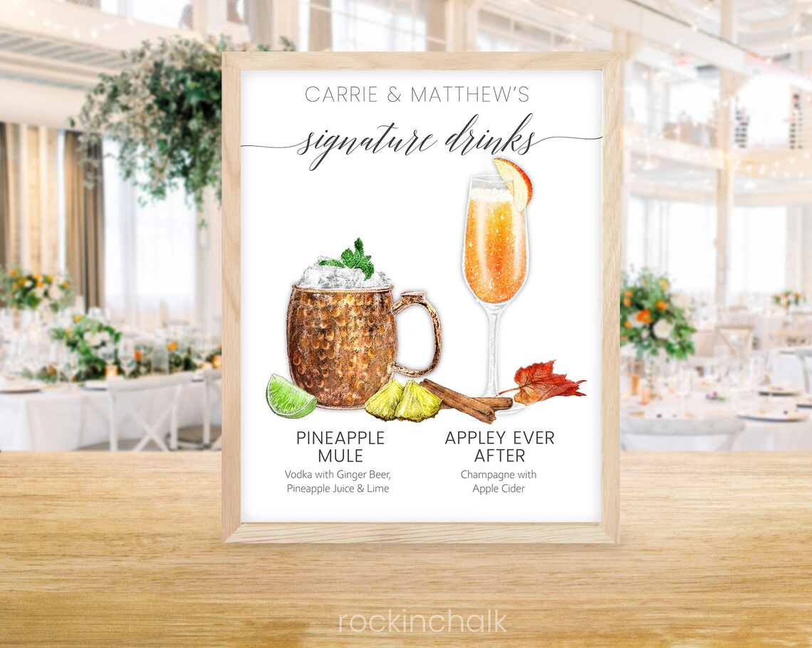 Custom Signature Drink Sign Printable File With Any Two - Etsy