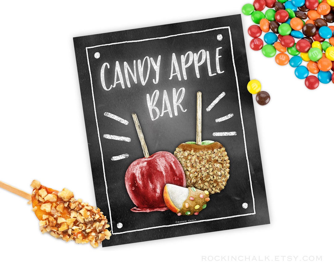 Candy Apple Bar Chalkboard Style Digital Download Printable File Party ...