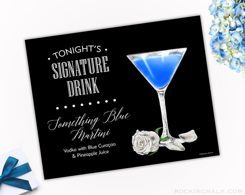Something Blue Martini Signature Drink Sign AS IS Instant - Etsy