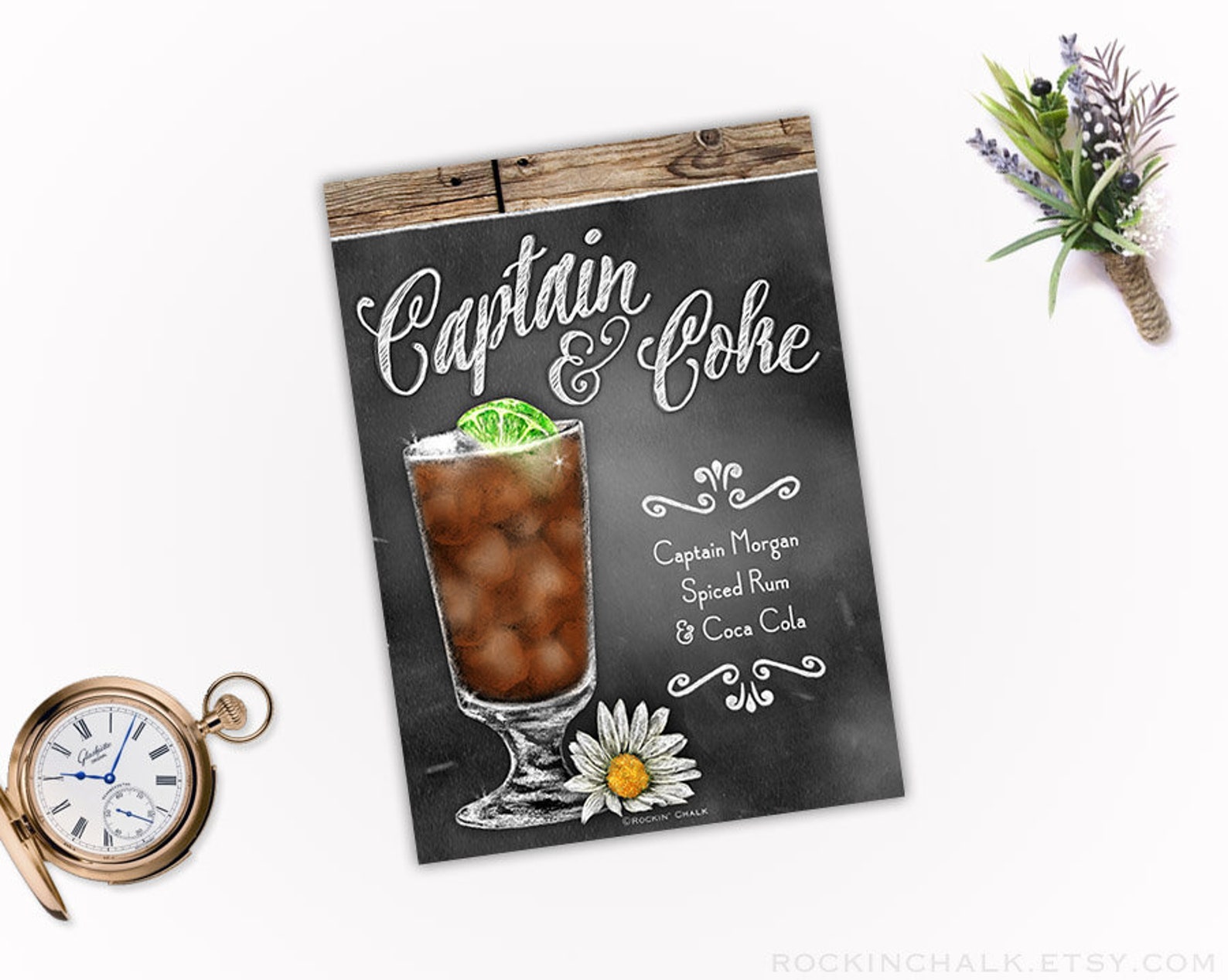 Captain and Coke Cocktail Recipe Sign Bar Decor 5x7 - Etsy