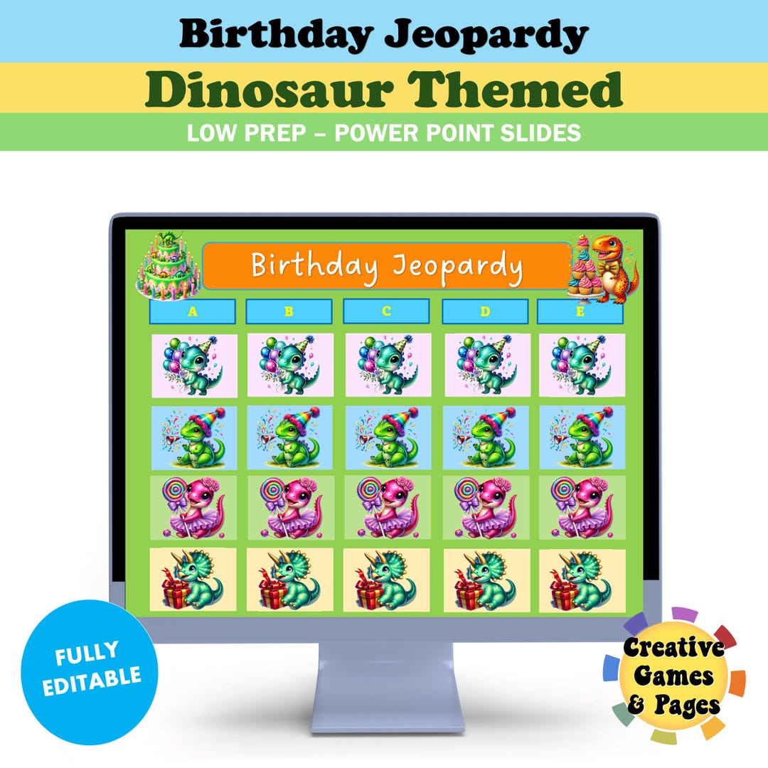 Editable Dino Jeopardy Game, Fun Dinosaur-themed Birthday & Classroom ...