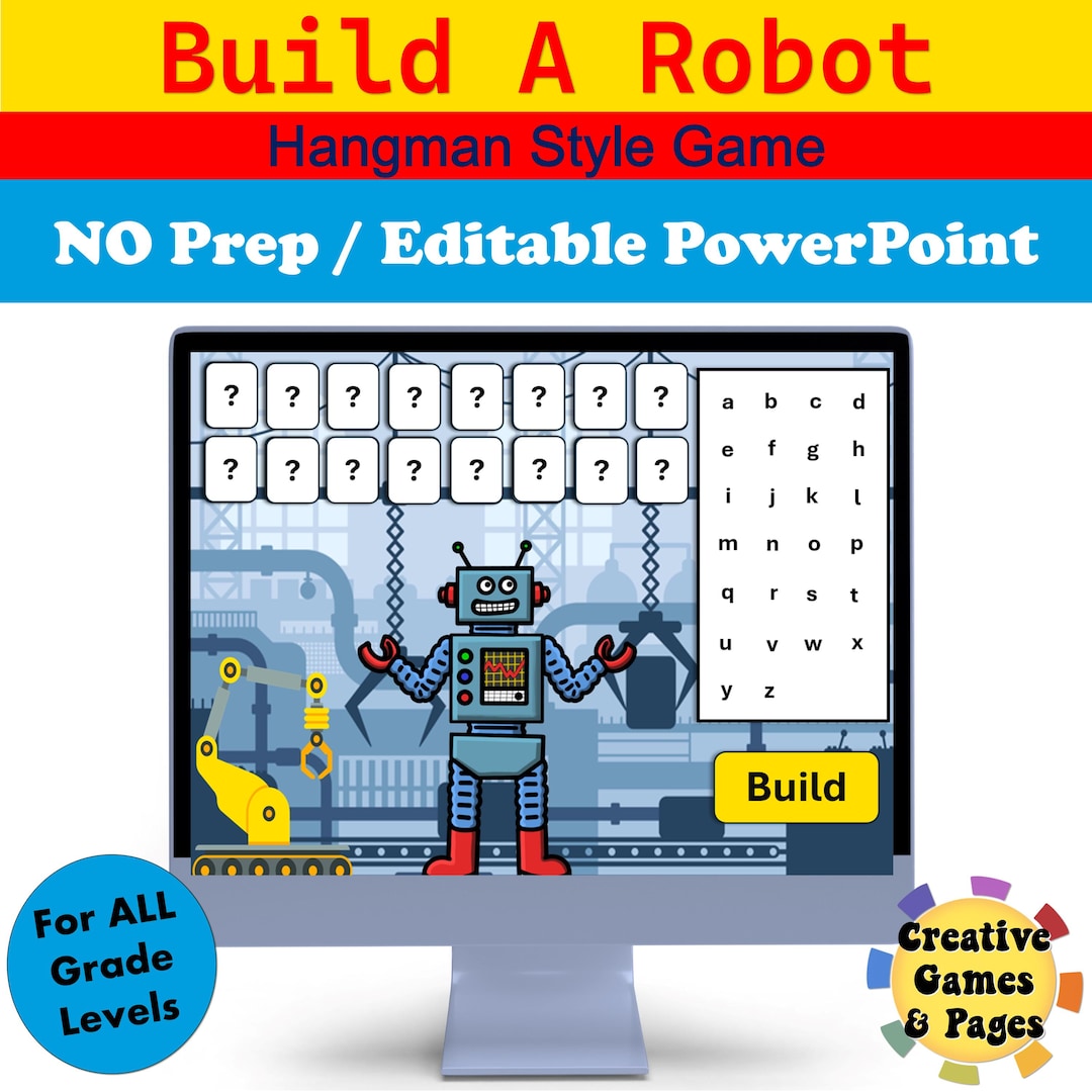 Build a Robot Hangman Game – Editable No-prep STEM Powerpoint for ...