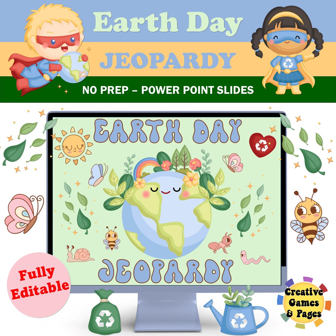 Earth Day Jeopardy Game | Interactive & No-prep | Editable Powerpoint ...