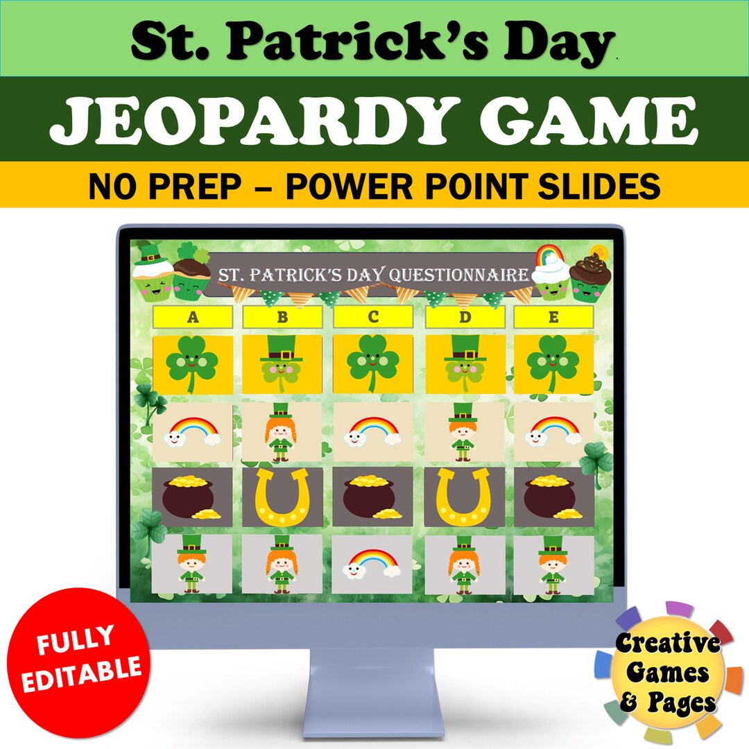 St. Patrick’s Day Jeopardy Game – Editable Powerpoint and Premade Q and ...